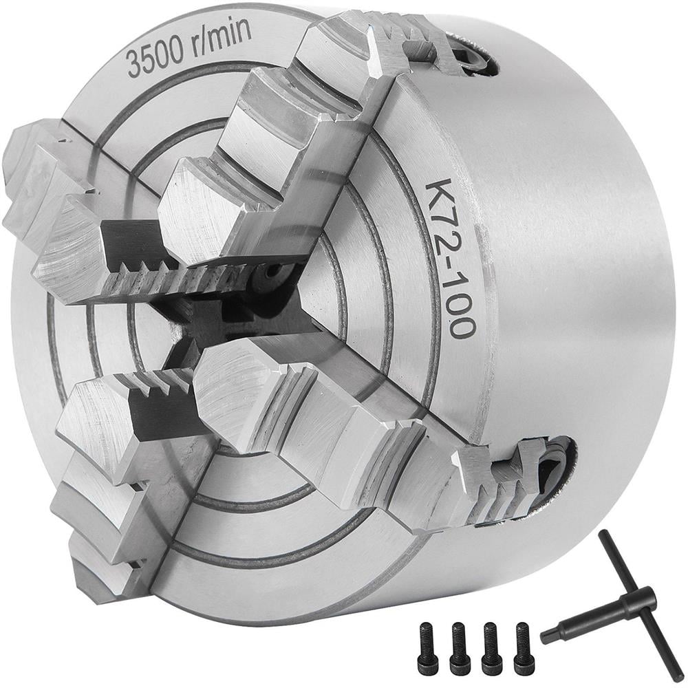 Choco Moon Lathe Chuck 4" 4-Jaw, Reversible Jaw Chuck, Metal Turning ...
