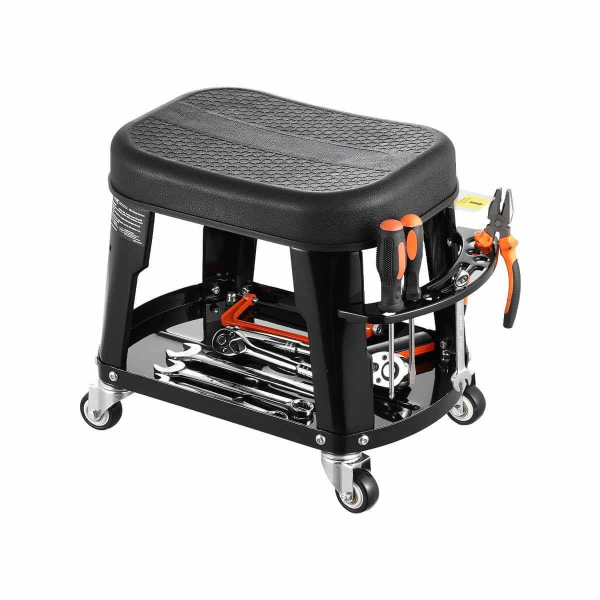Choco Moon Mechanic Stool Rolling Workshop Seat 300 lbs Load with Wheels & Tool Tray, Easy ...