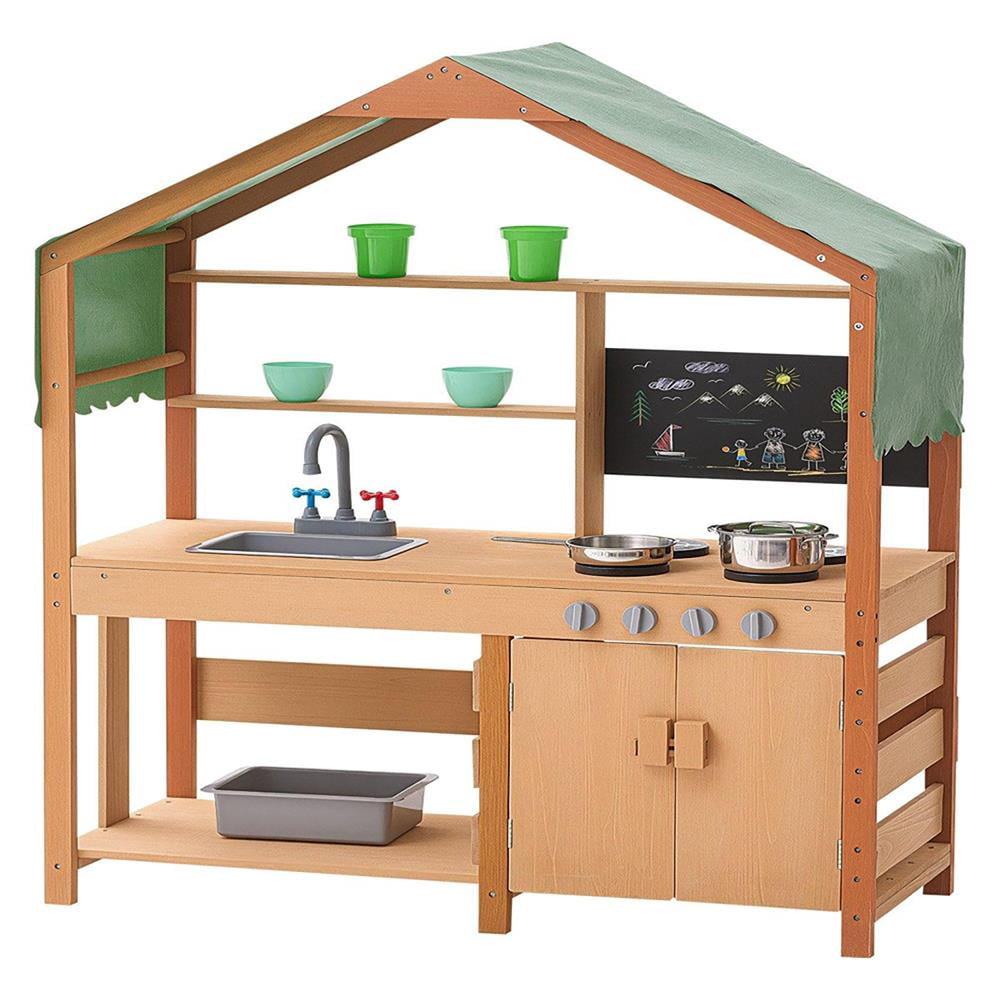 Choco Moon Outdoor Wooden Kitchen Playset for Kids, Pretend Playset ...