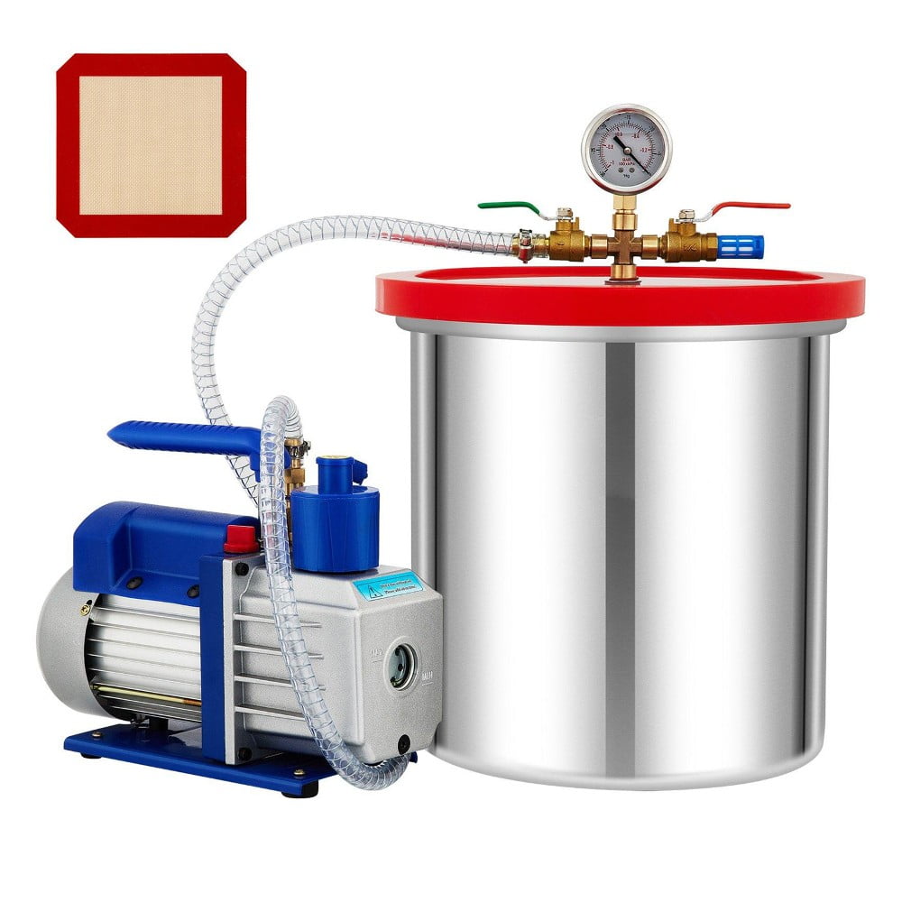 Choco Moon Professional 5 Gallon Vacuum Chamber, 5 CFM 1/3 HP Single Stage Pump, HVAC Tool Kit ...