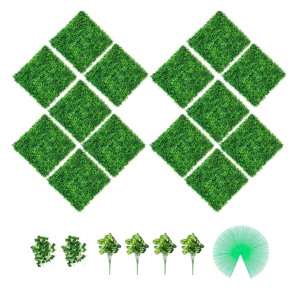 Choco Moon Realistic Artificial Boxwood Hedges, 14 Pack 20"x20", 1.6 ...