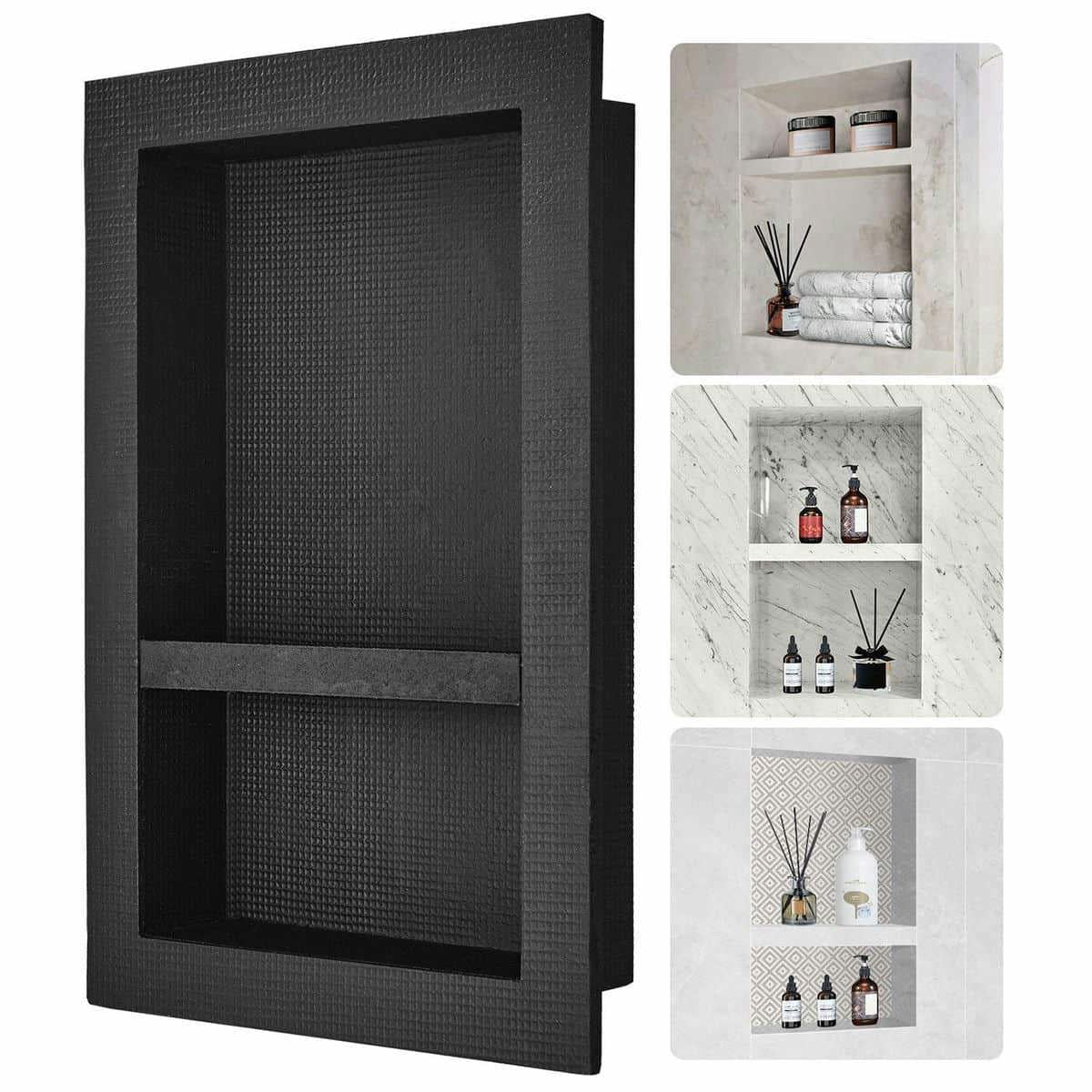 Choco Moon Shower Niche Organizer, 16x24 Tile Ready, Double Shelf ...