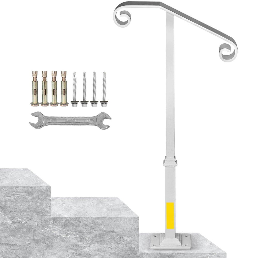 Choco Moon Single-Post Step Grab Rail, White Wrought Iron Mount ...