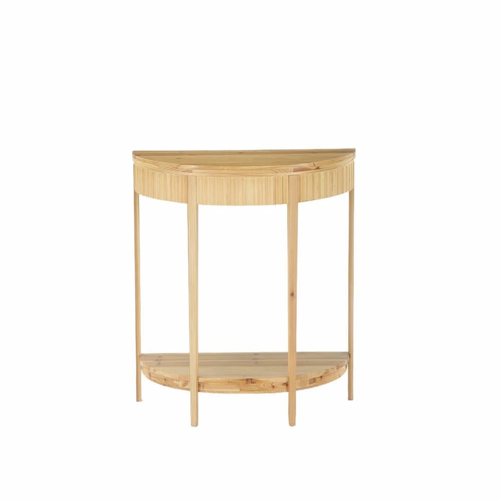 Choco Moon Solid Wood Half Moon Console Table, Farmhouse Fluted Accent ...