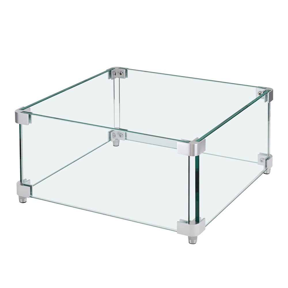 Choco Moon Square Fire Pit Wind Guard, Clear Tempered Glass Shield ...