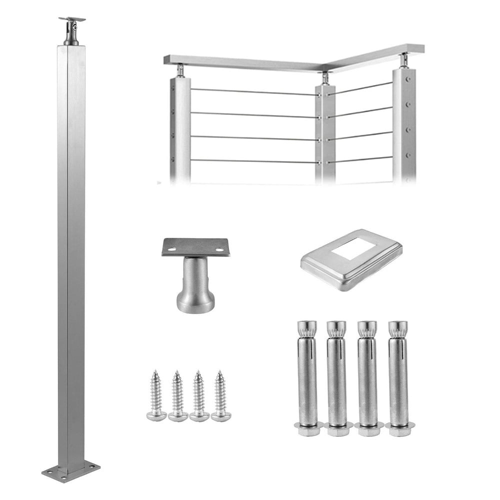 Choco Moon Stainless Steel Cable Deck Railing Post Kit 42 Tall No Holes ...