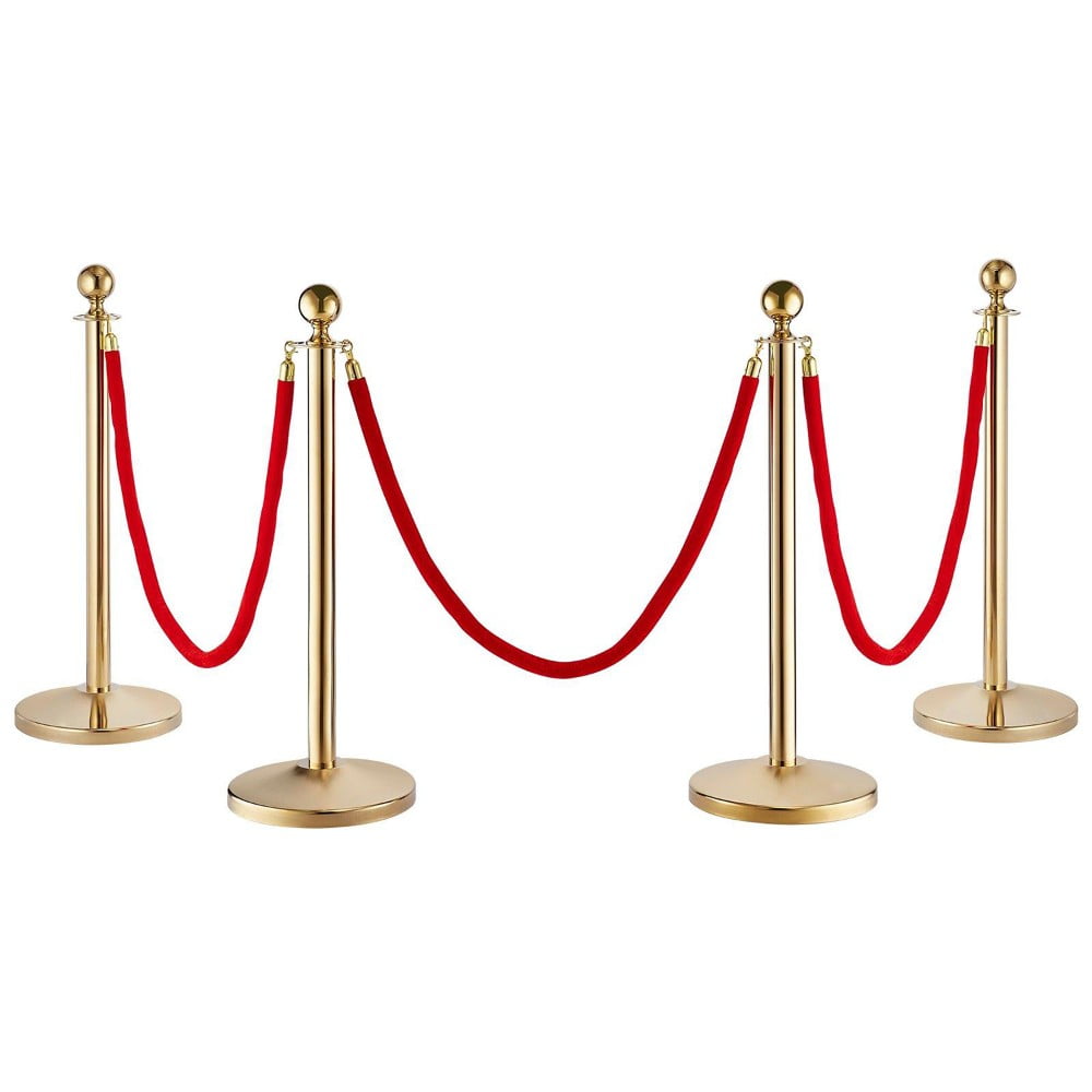 Choco Moon Stainless Steel Stanchion Post with 5FT Red Velvet Ropes, 4 ...