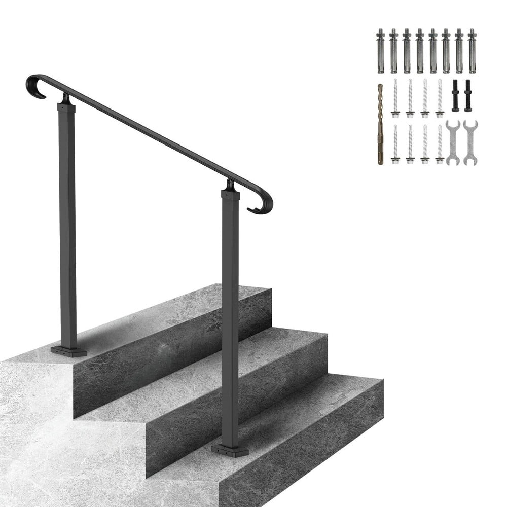 Choco Moon Sturdy Cast Iron Porch Handrail for 1-3 Steps, Universal Fit ...