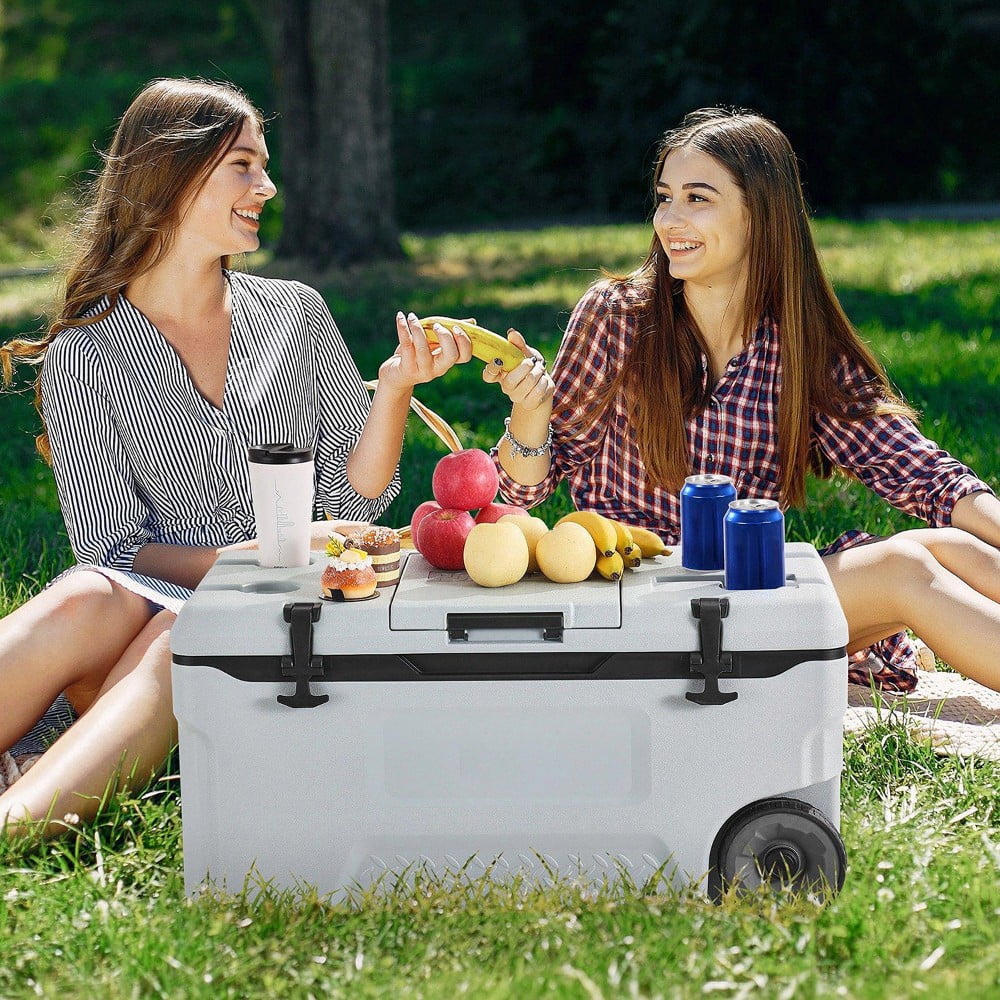 Choco Moon Superior 80 Qt Rolling Cooler - 130 Can Storage, Built-In ...