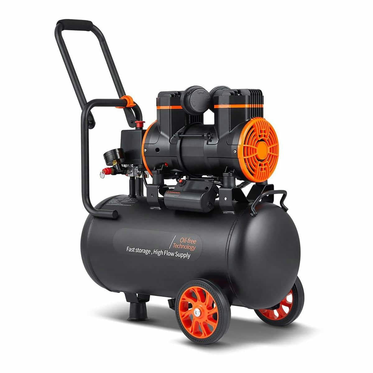 Choco Moon Ultra Quiet Oil-Free Air Compressor 6.3 Gallon, 1450W, 3.35 ...