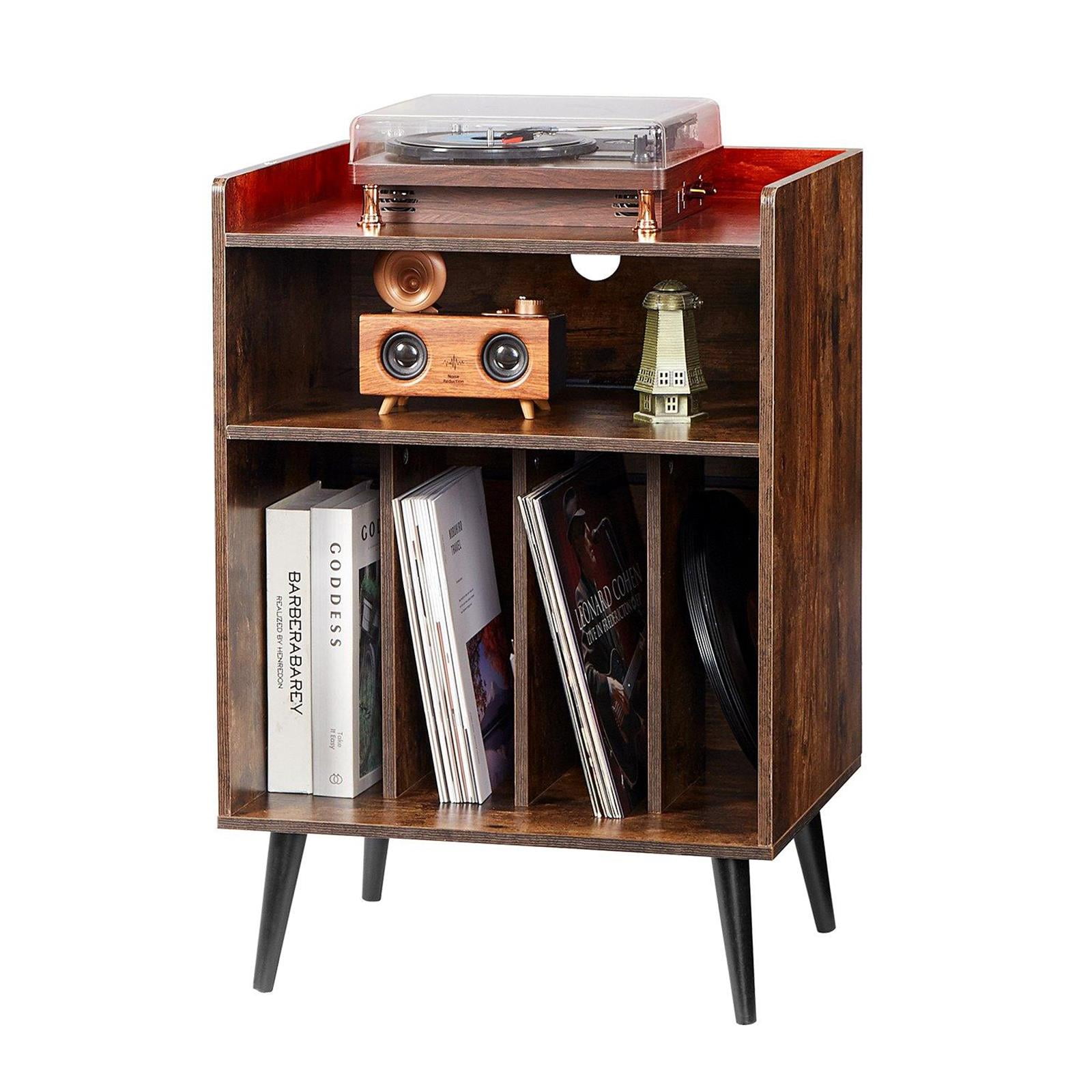Choco Moon Vintage Record Player LED Illuminated Wooden Shelf ...