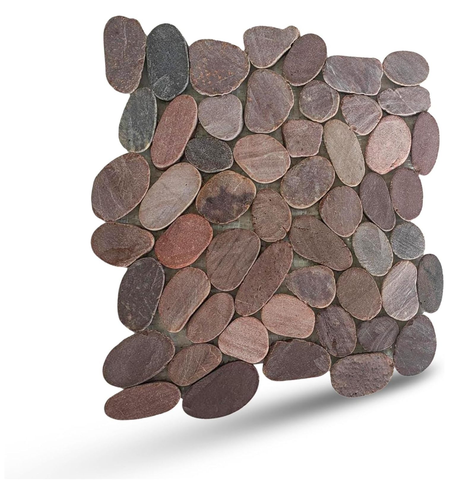 Choco Sliced Pebble Mosaic, Tumbled Stone Backsplash Tiles for Kitchen ...