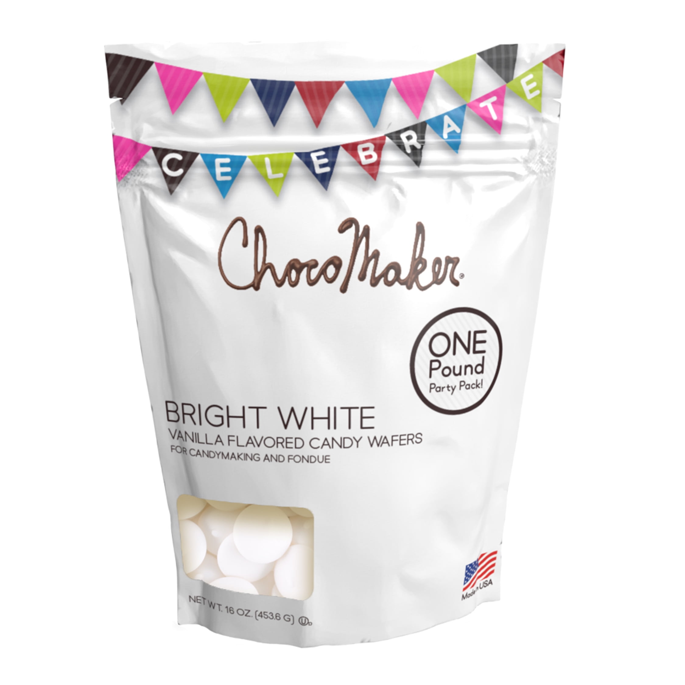 ChocoMaker Bright White Vanilla Candy Wafer Melts, 16 oz, Standup Pouch ...