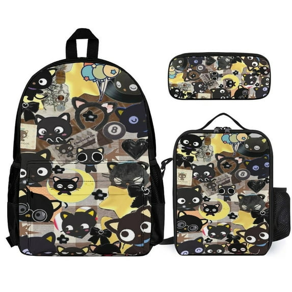 Chococat 3 Pcs Backpack Set With Lunch Bag And Pencil Case Casual ...