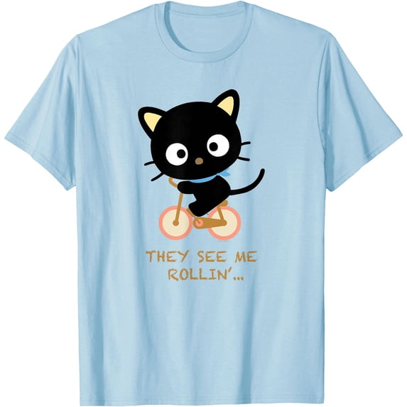 Chococat Bicycle DTG Print Unisex T-Shirt,Light Blue Color,Size YXL ...