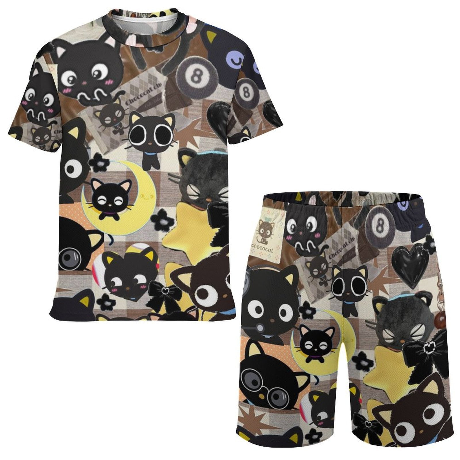 Chococat Boys Short Sleeve Mesh T-Shirt And Shorts Outfit Set Summer ...