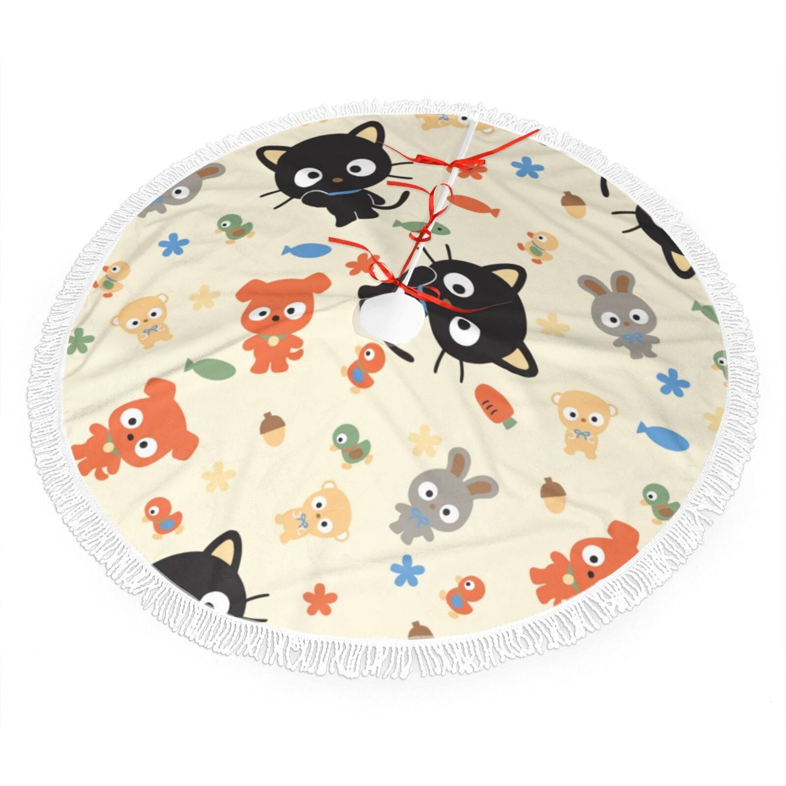 Chococat Christmas Tree Skirt, 48" Xmas Tree Skirts Mat, Winter ...