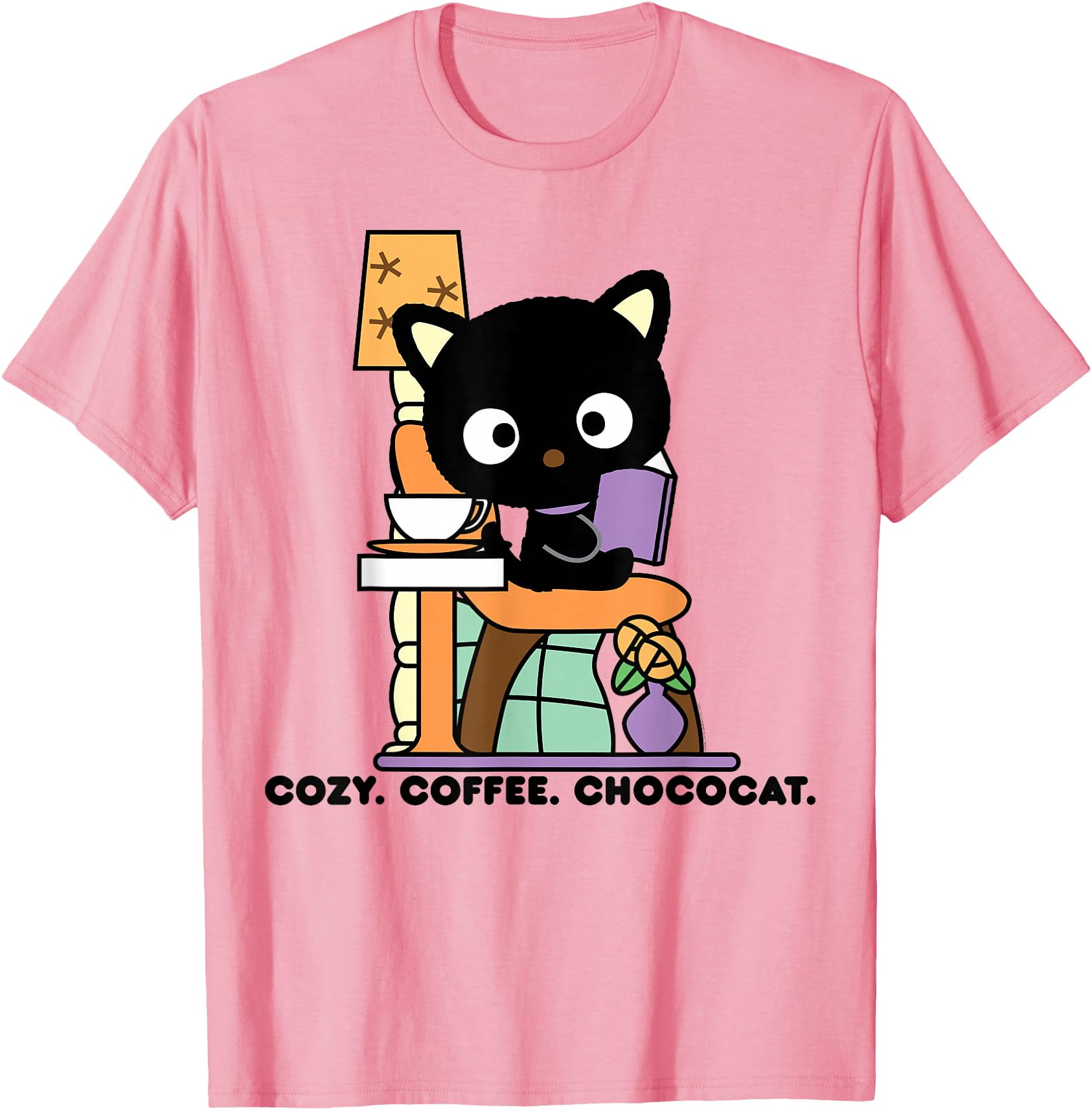 Chococat Cozy Coffee Cafe DTG Print Unisex T-Shirt,Light Pink Color ...