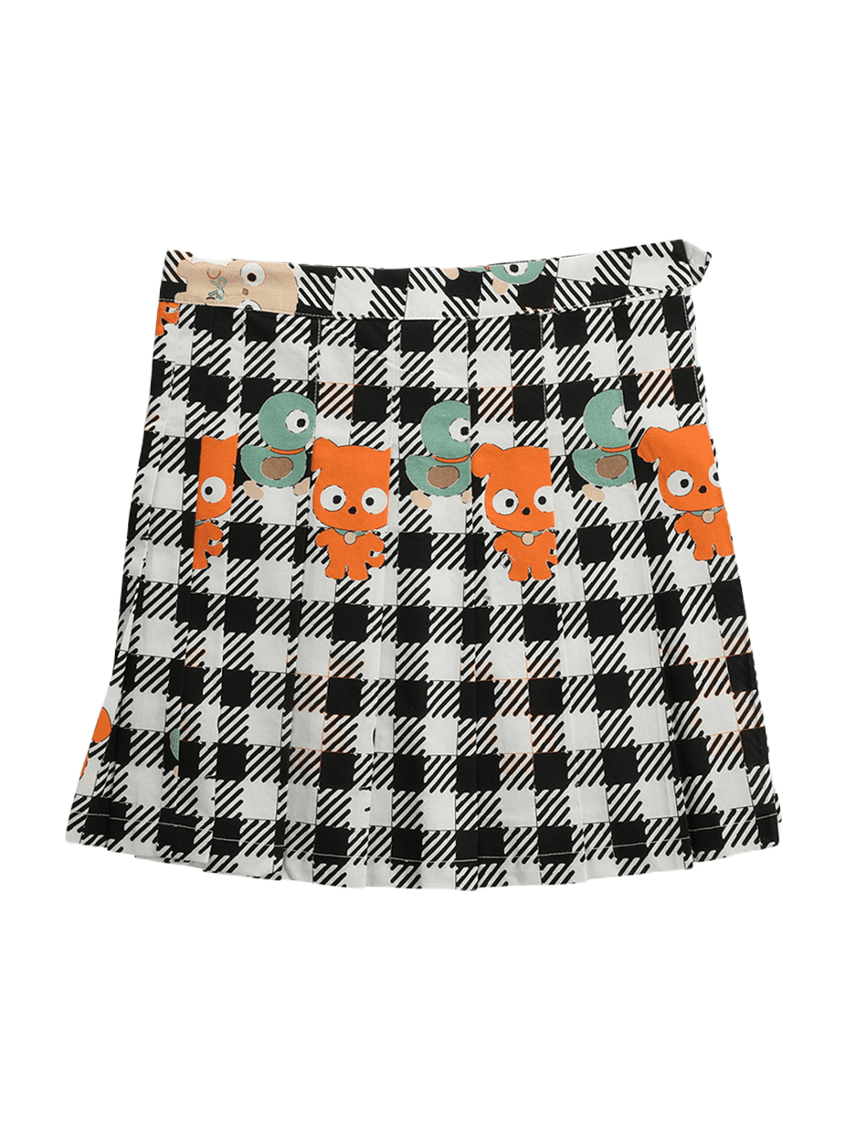 Chococat & Friends All-Over Character Print Women's Black & White Plaid ...