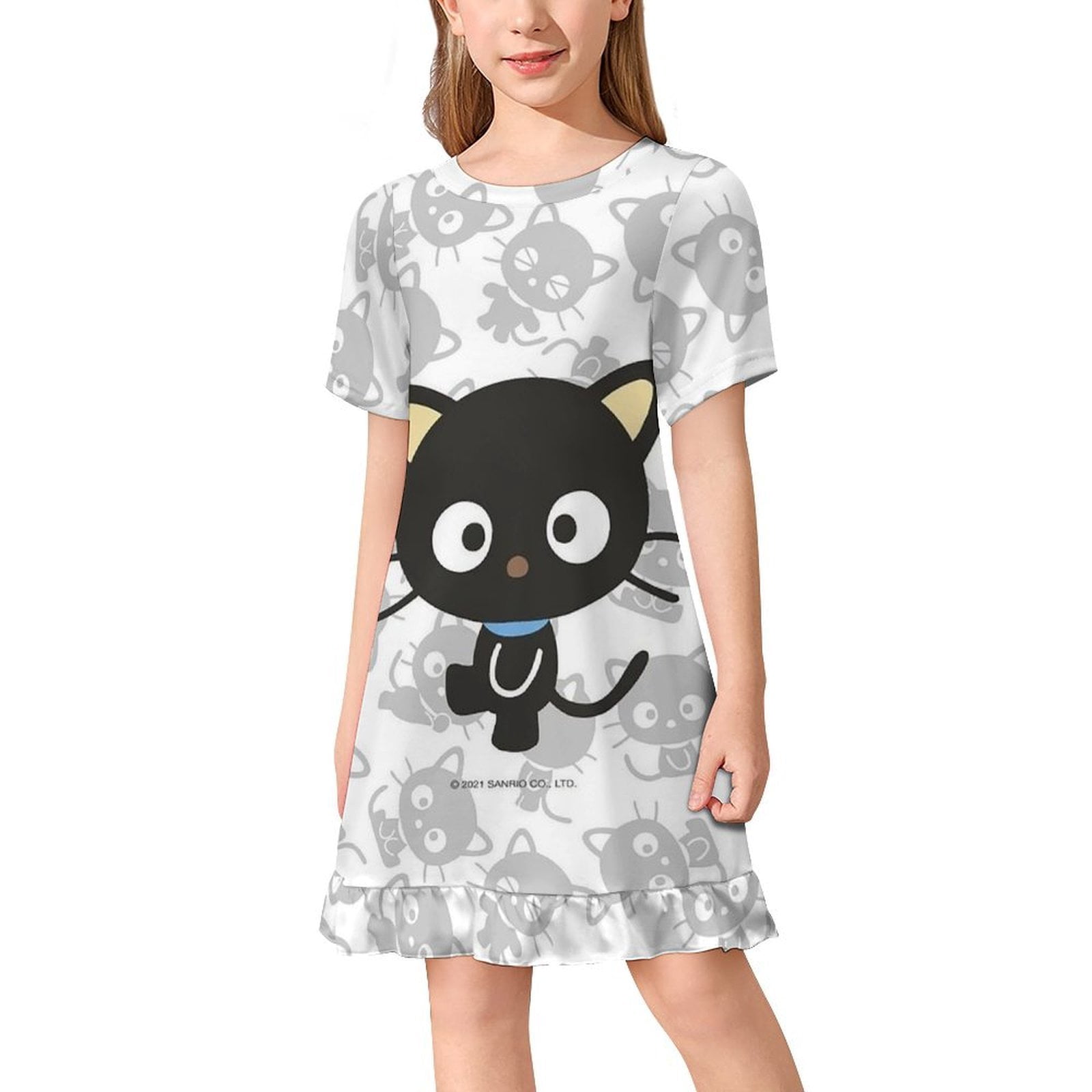 Chococat Girls Short Sleeve Dress A Line Twirly Skater Dress Casual ...