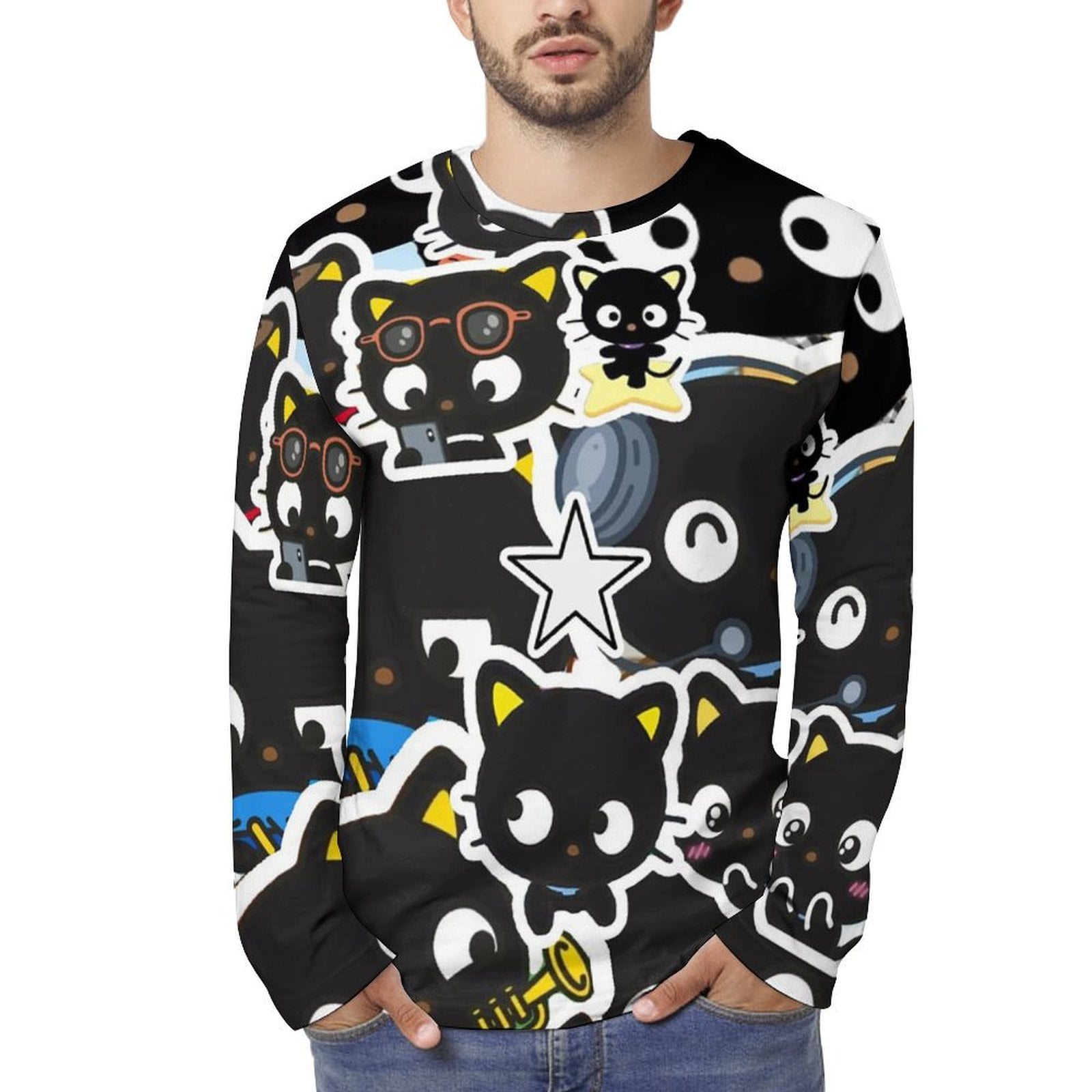 Chococat Mens 3D Print T-Shirt Crewneck Long Sleeve Tee Shirt - Walmart.com