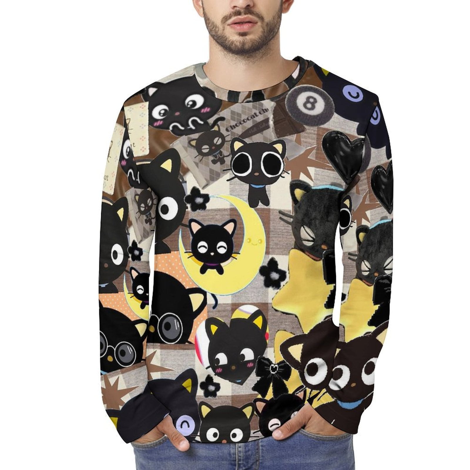 Chococat Mens 3D Print T-Shirt Crewneck Long Sleeve Tee Shirt - Walmart.com