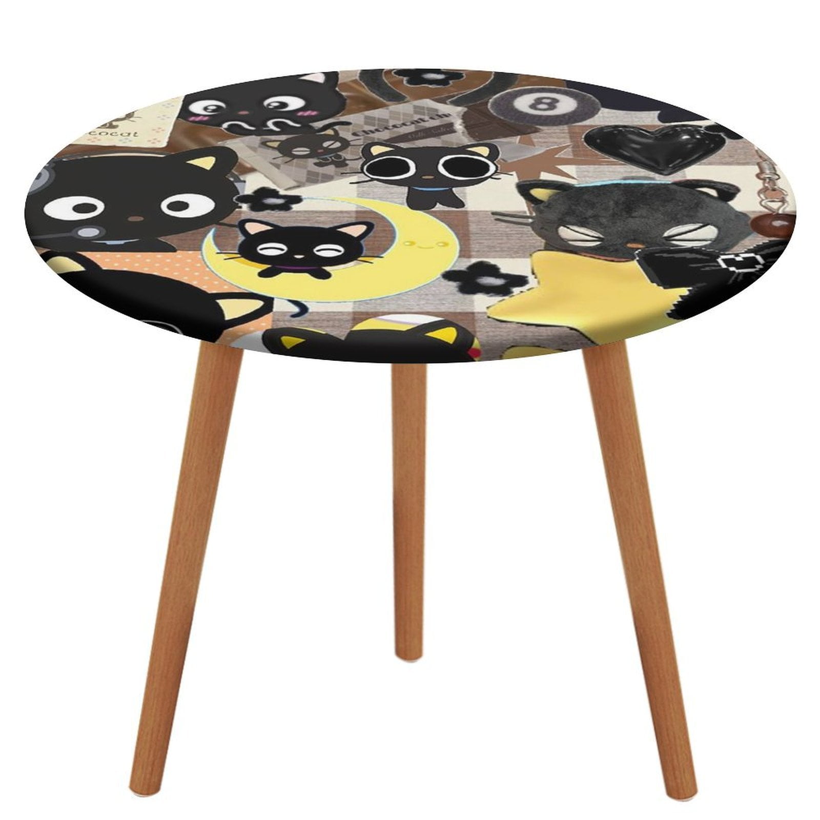 Chococat Round Fitted Tablecloth with Elastic Edge,Water-Resistant ...