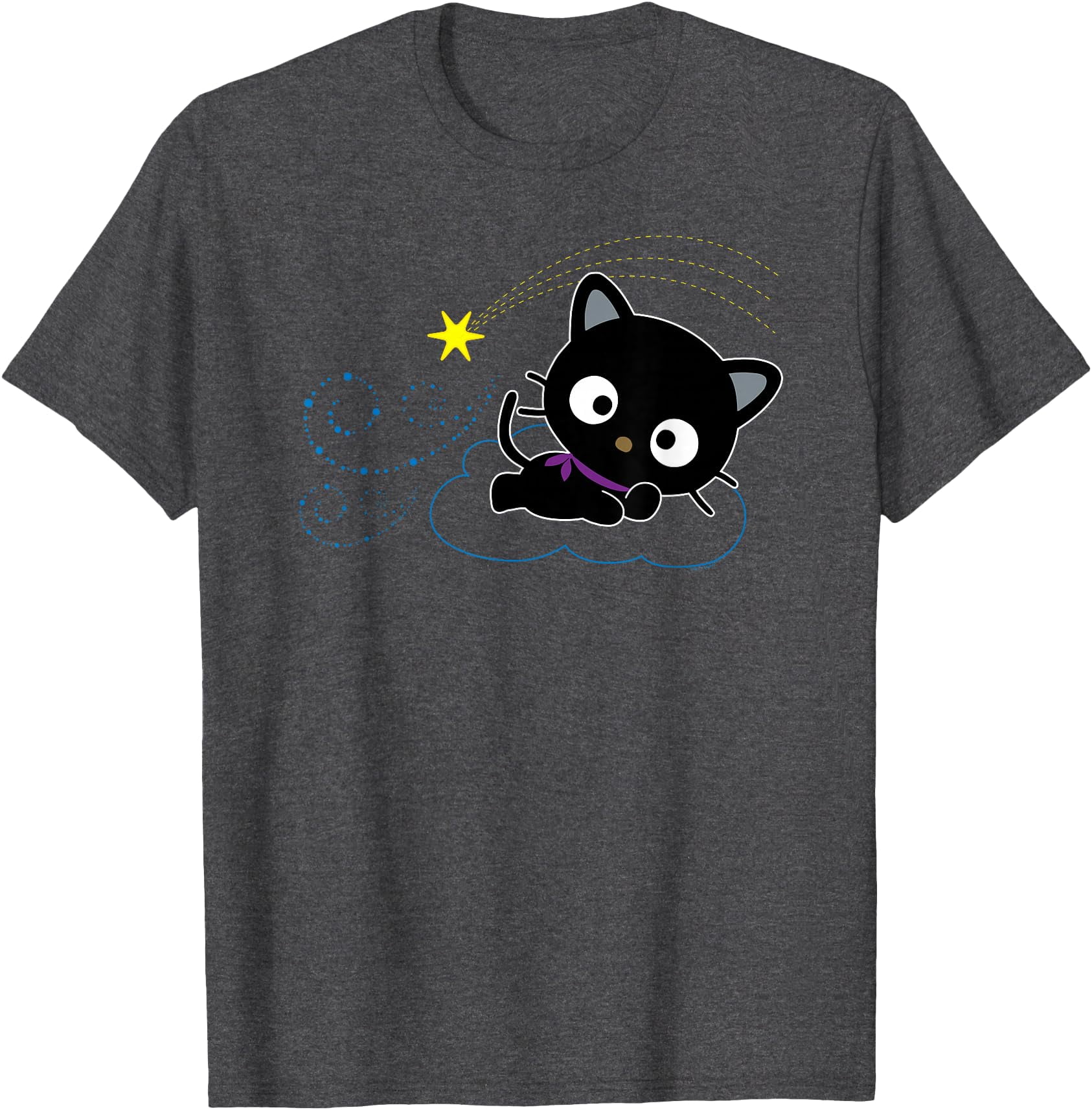 Chococat Shooting Star DTG Print Unisex T-Shirt,Dark Heather Grey Color ...