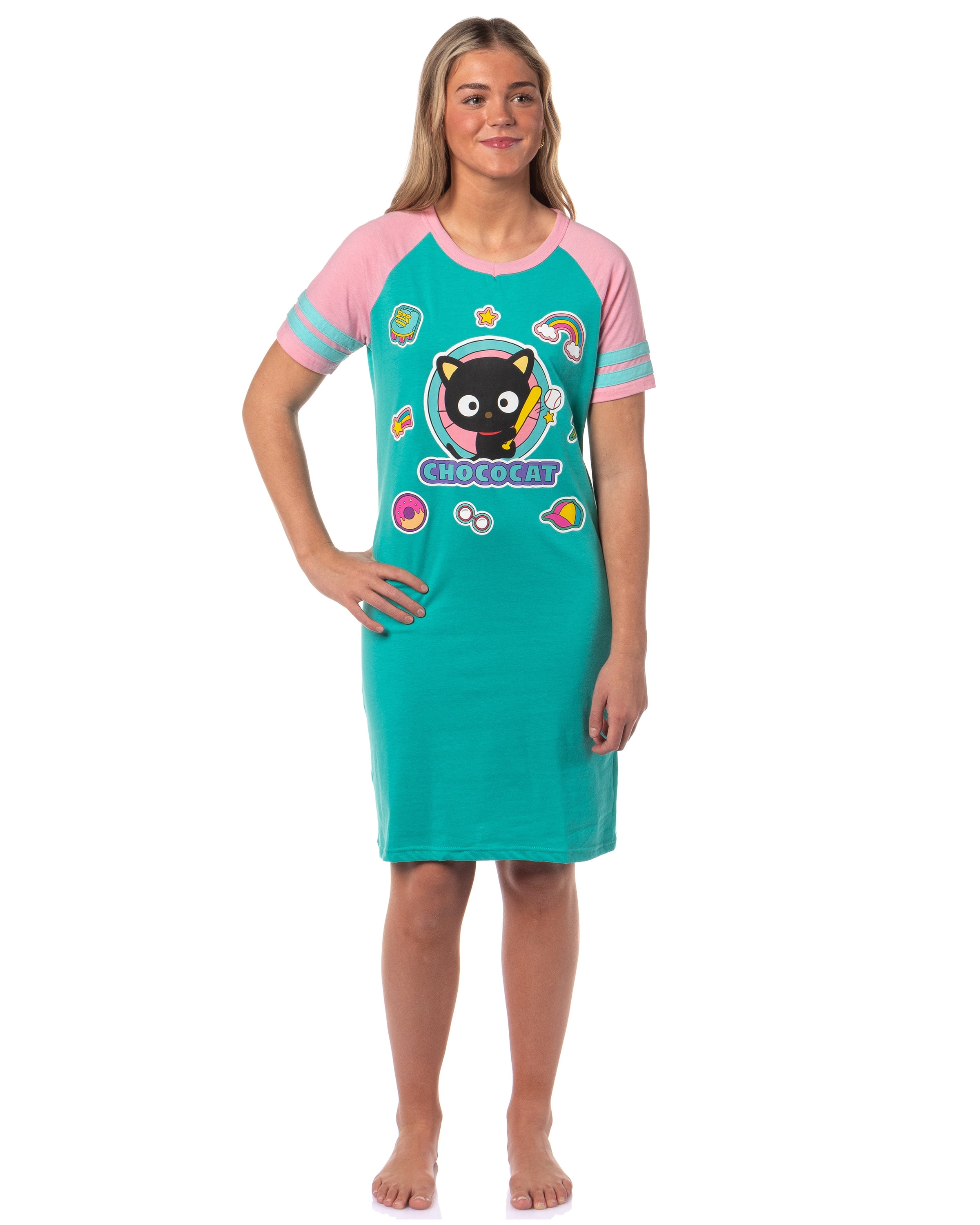 Chococat Women's Character Logo Icon Design Varsity Stripe Pajama Sleep ...