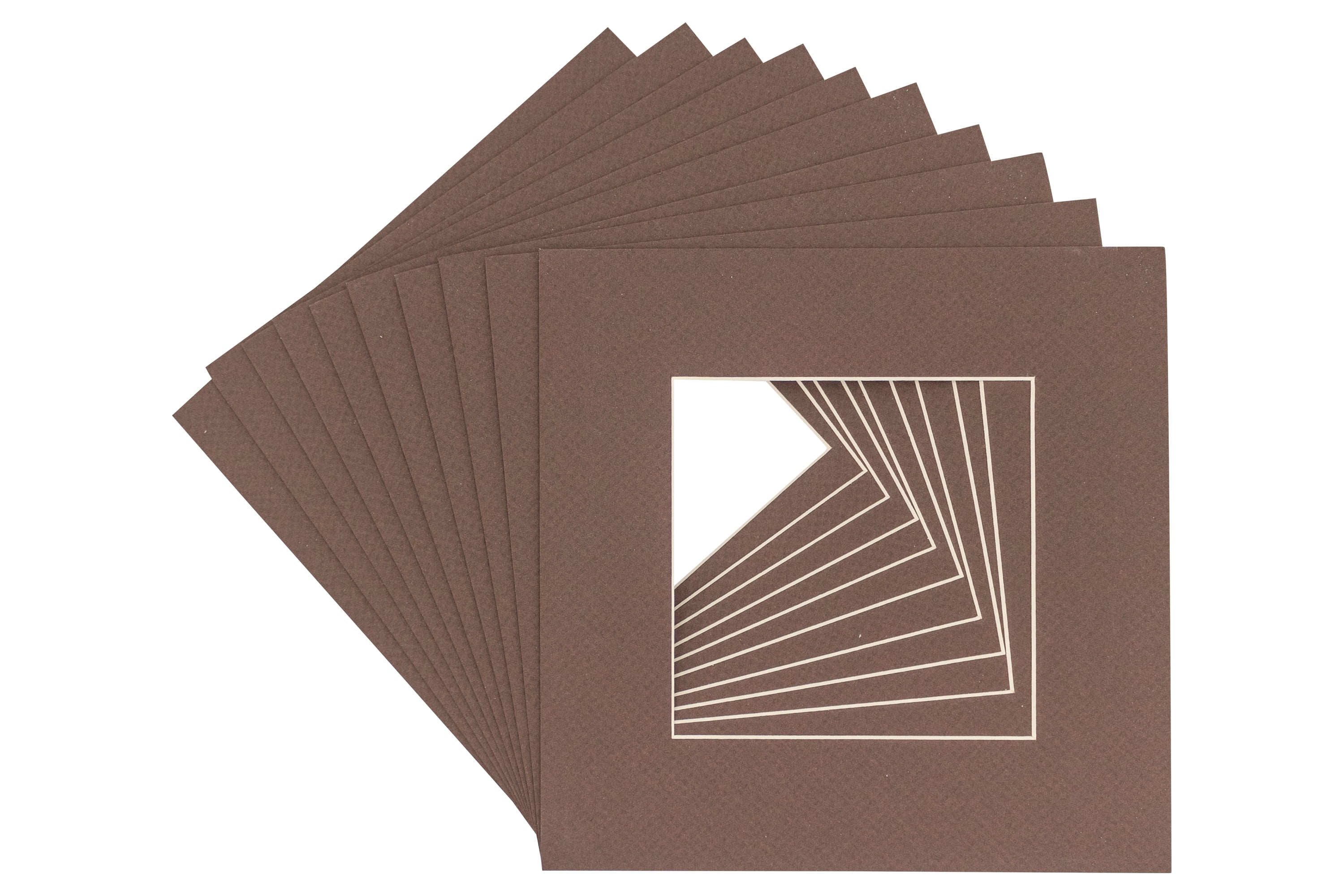 Chocolate Acid Free 16x16 Picture Frame Mats with White Core Bevel Cut ...