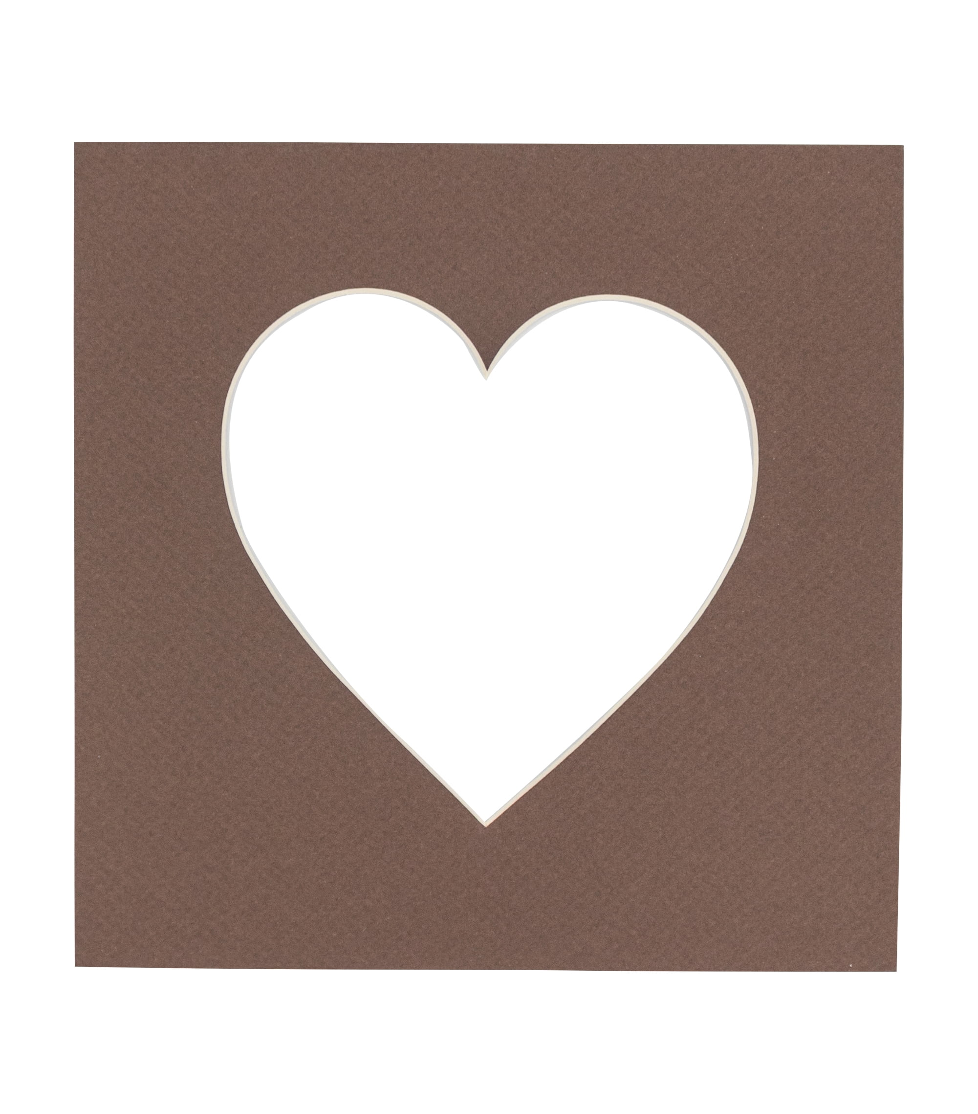 Chocolate Acid Free 7x7 Heart Picture Frame Mat with White Core Bevel ...