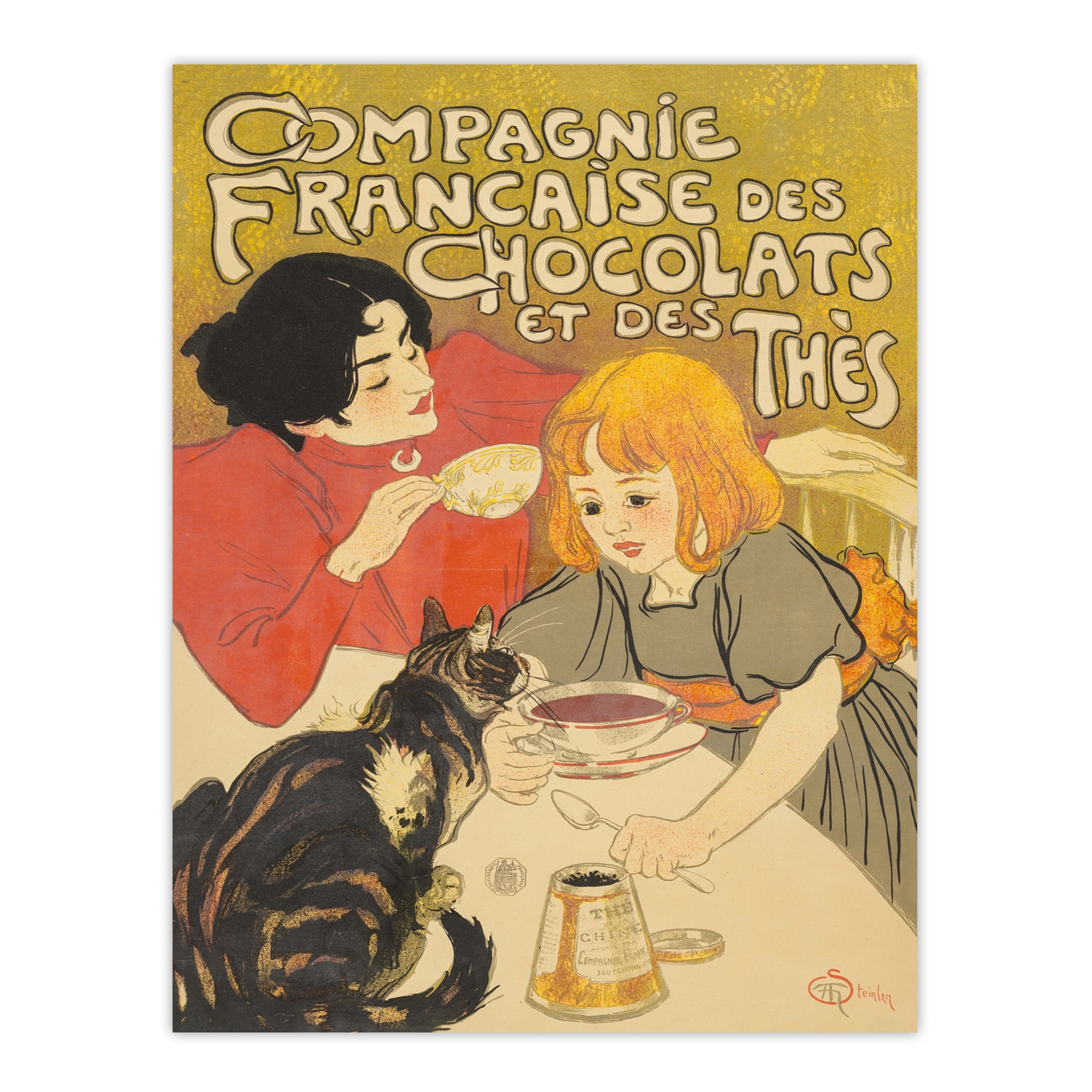 Chocolate And Tea French Vintage Advert Steinlen Huge Wall Art Print ...