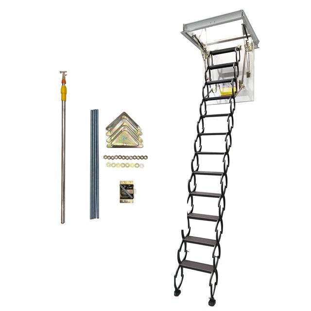 Chocolate Attic Pull Down Ceiling Ladder Stairs Hidden Folding Ladder ...
