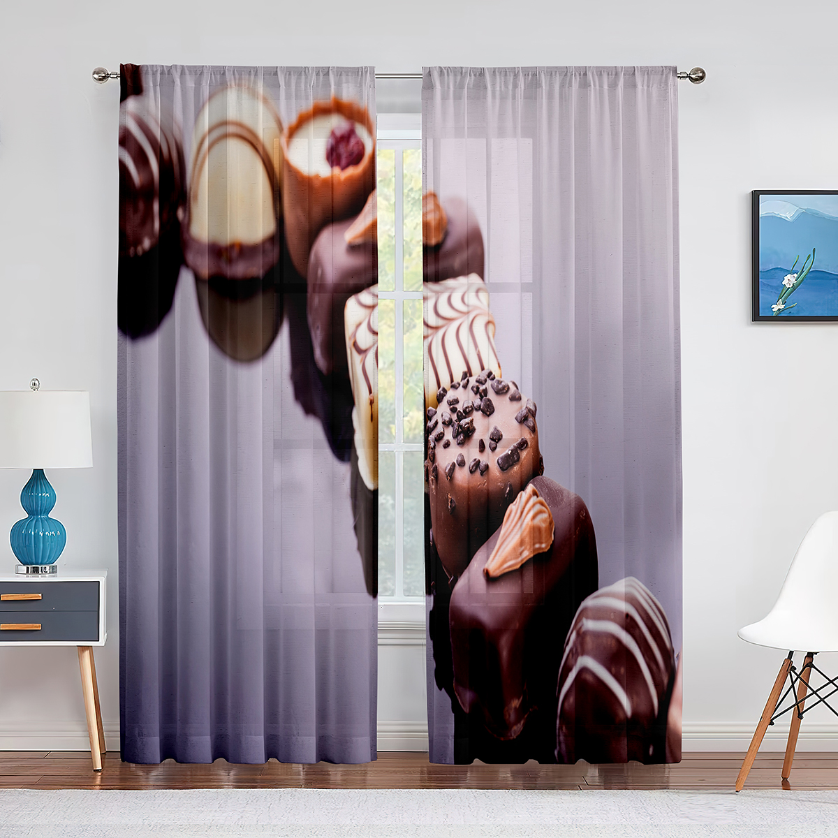 Chocolate Balls Candy Tulle Curtains for Bedroom Living Room r Chiffon ...
