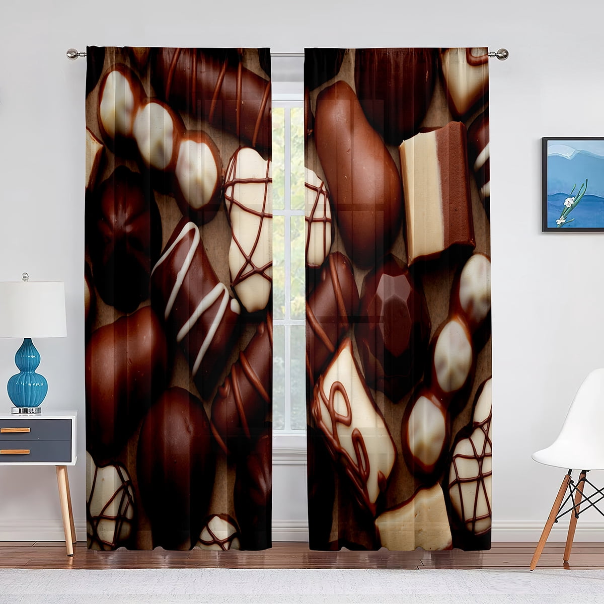 Chocolate Balls Candy Tulle Curtains for Bedroom Living Room r Chiffon ...