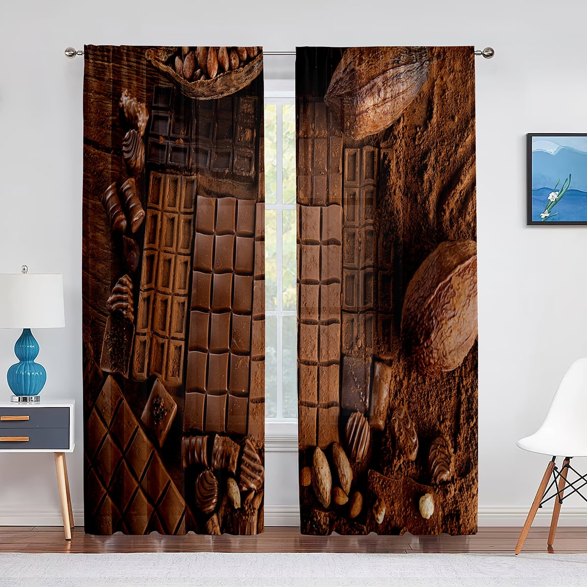 Chocolate Balls Candy Tulle Curtains for Bedroom Living Room r Chiffon ...