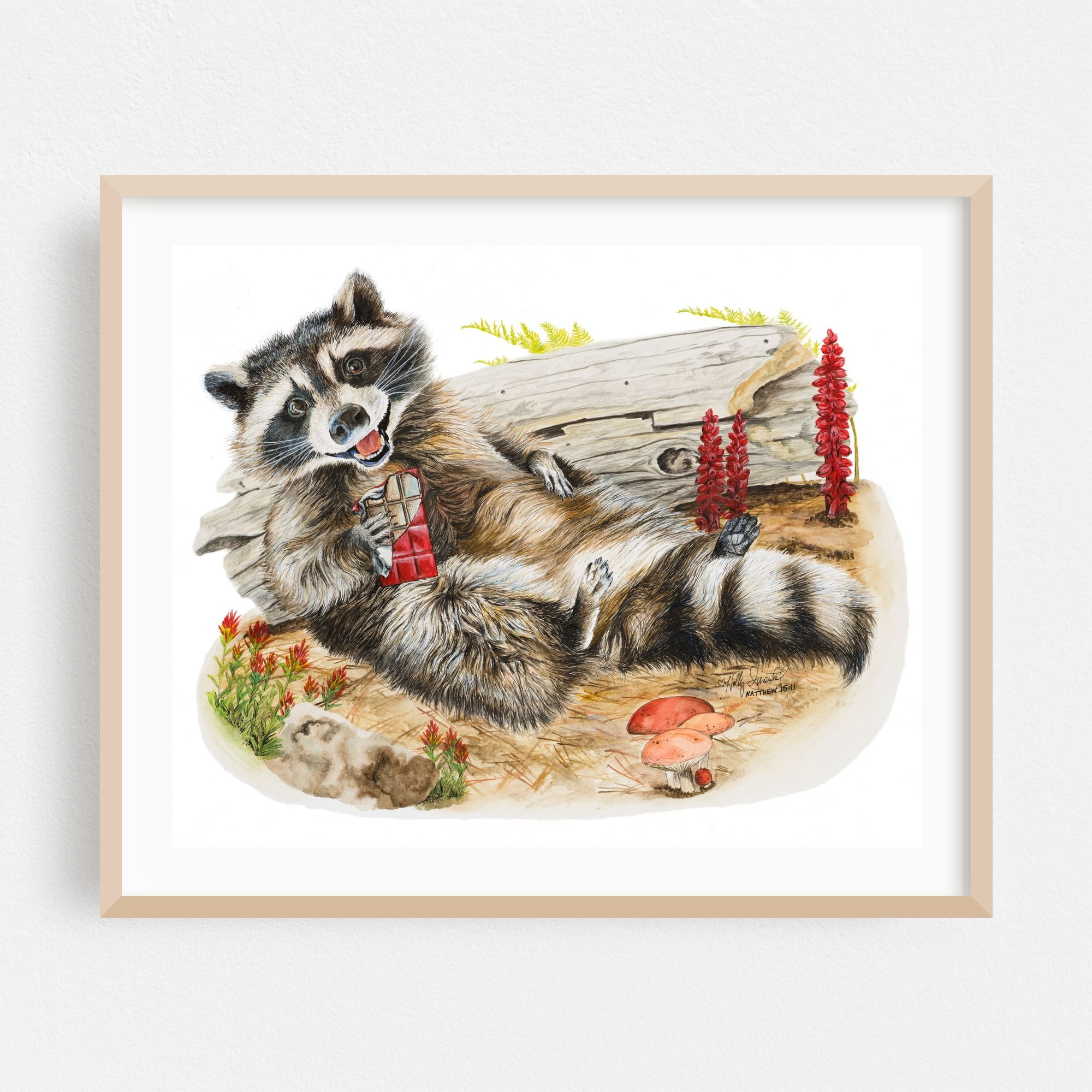 Chocolate Bandit - Painting Humor Nature Animal Forest Rustic Floral ...