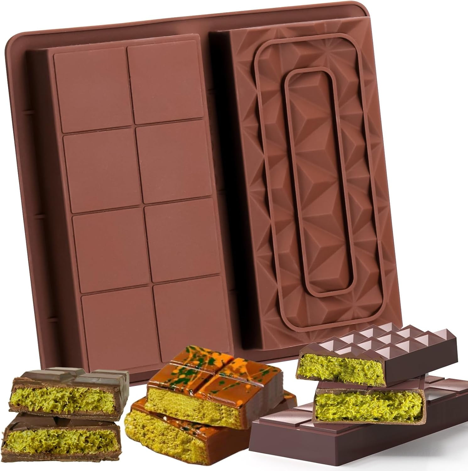 Chocolate Bar Mold Deep - 1 inch Deep Thick Non-Stick Silicone Molds ...