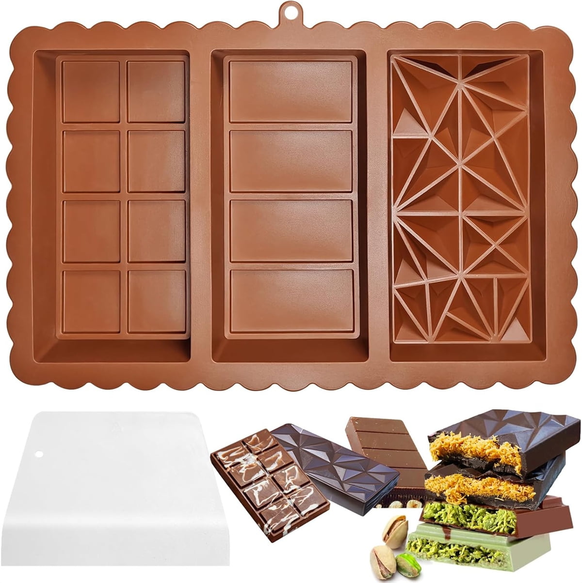 Chocolate Bar Mold,Tutuviw 3 in 1 Food Grade Silicone Chocolate Molds ...