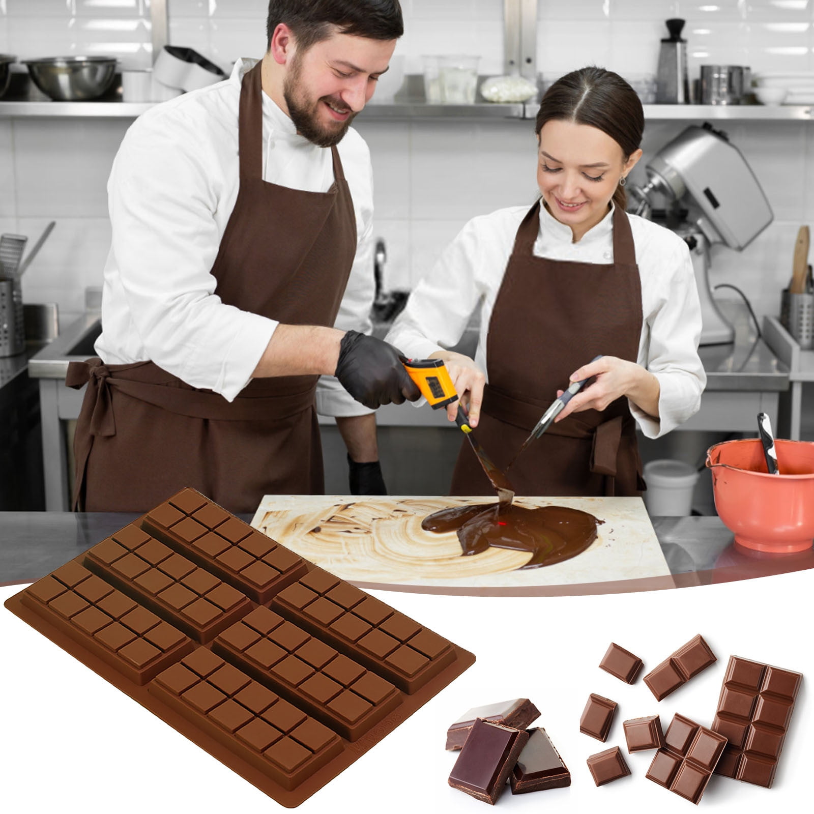 Chocolate Bar Molds,2 Pack Silicone Snap Bars Making Set, Break Apart ...