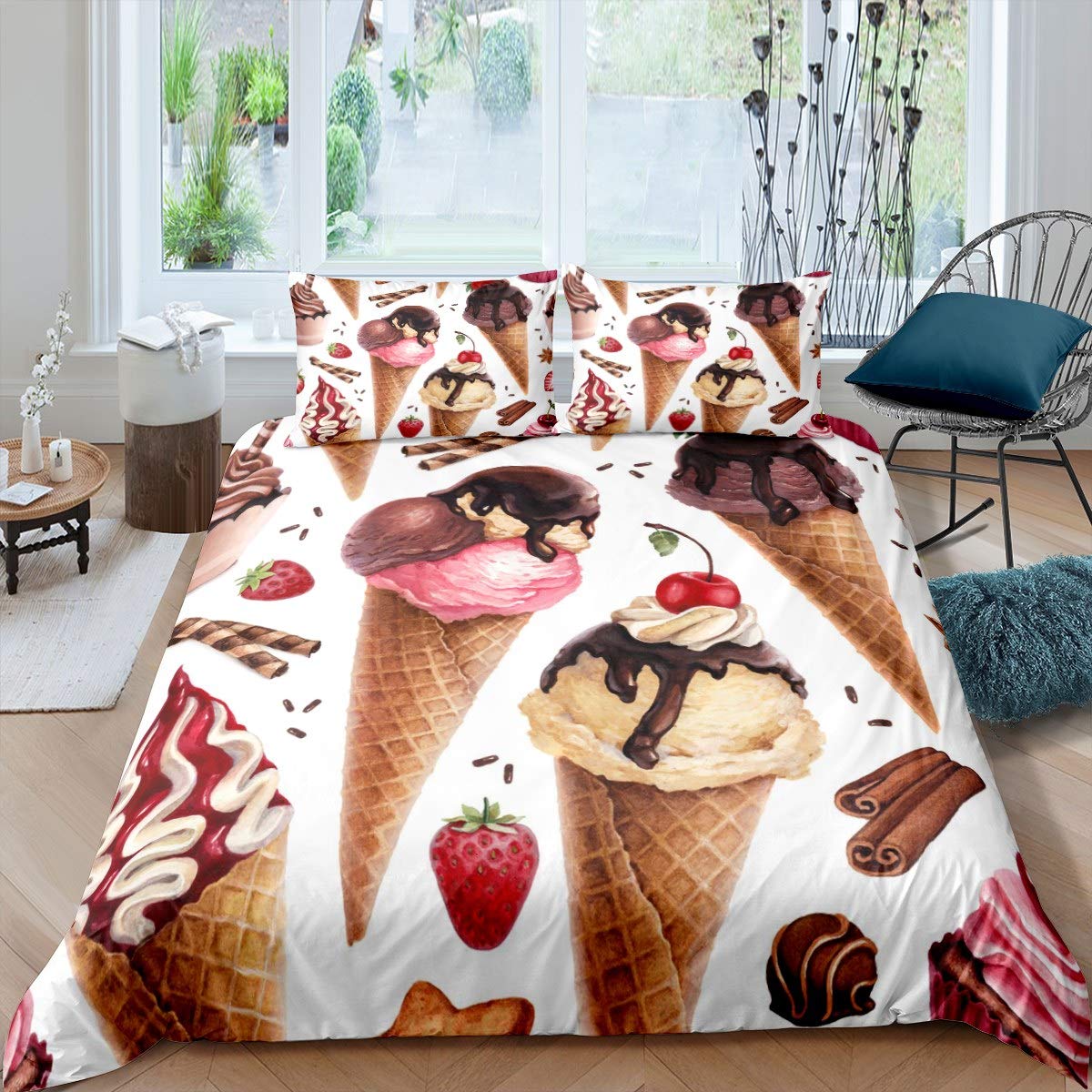 Chocolate Bedding Set Dessert Theme Comforter Cover Set for Child Youth ...