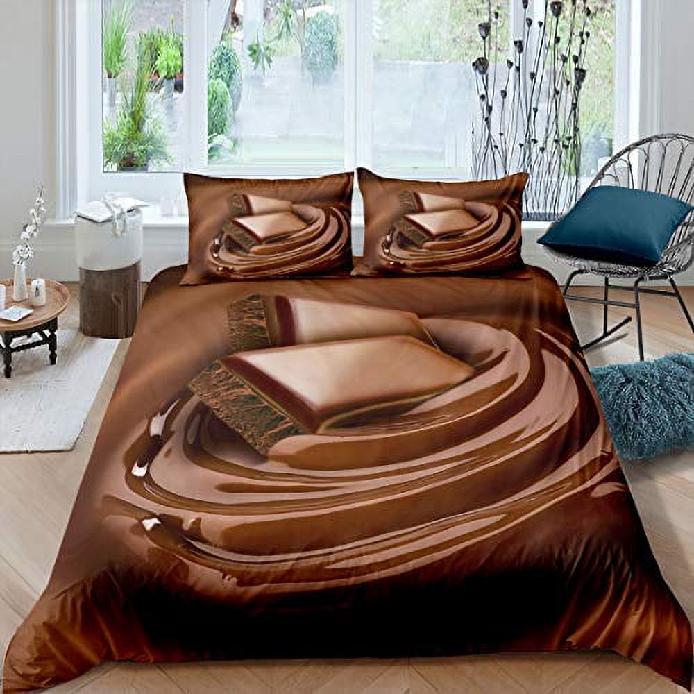 Chocolate Bedding Set Dessert Theme Comforter Cover Set for Child Youth ...