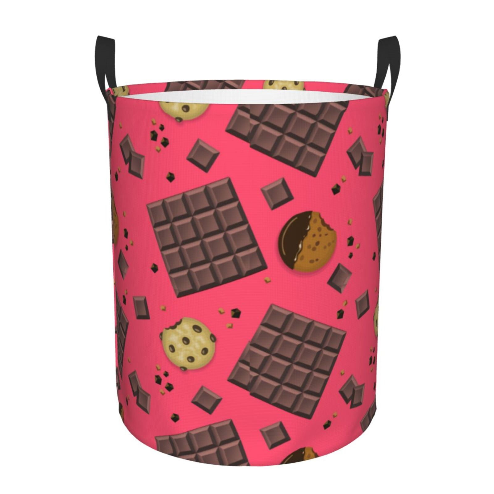 Chocolate Biscuit Print Laundry Basket with Handles - Freestanding ...
