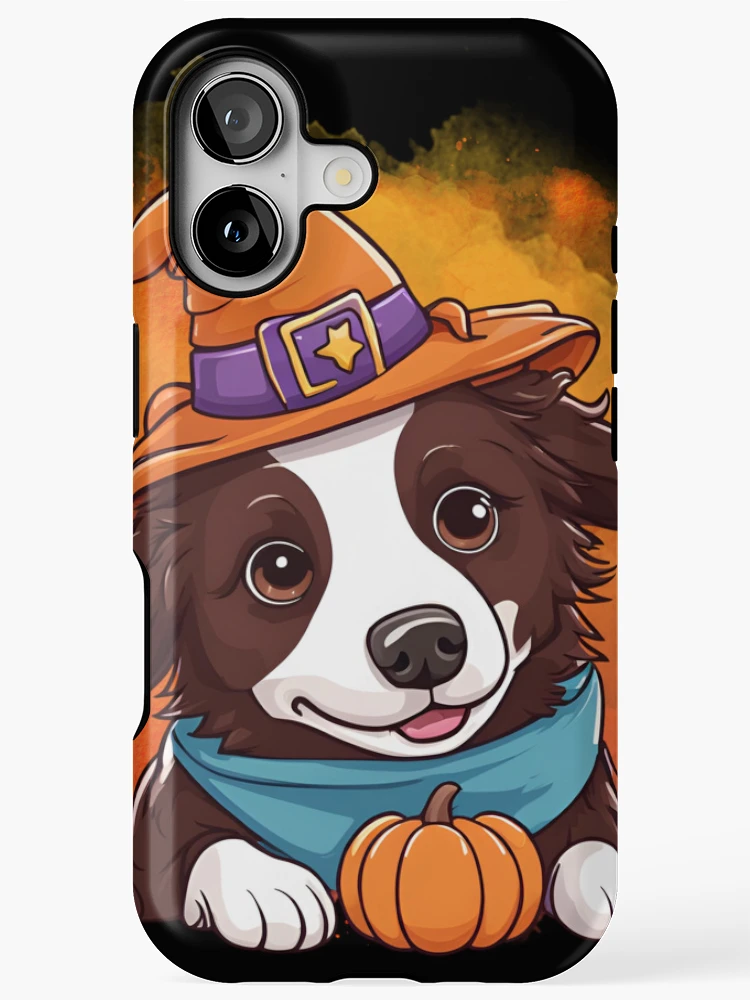 Chocolate Border Collie Wizard Halloween Case for iPhone 11 through 16 ...