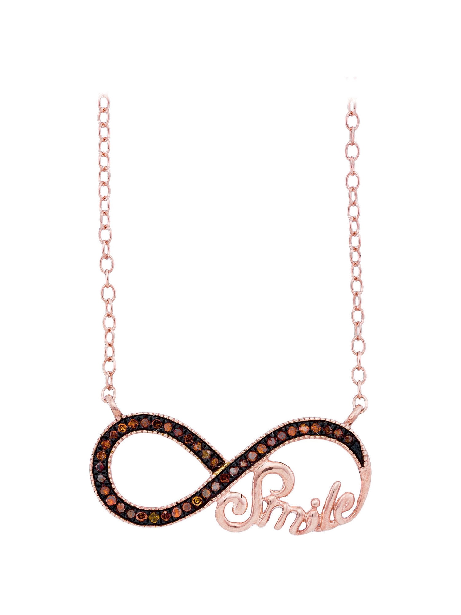 Chocolate Brown 10K Ravishing Rose Gold Smile Love Anniversary Necklace ...