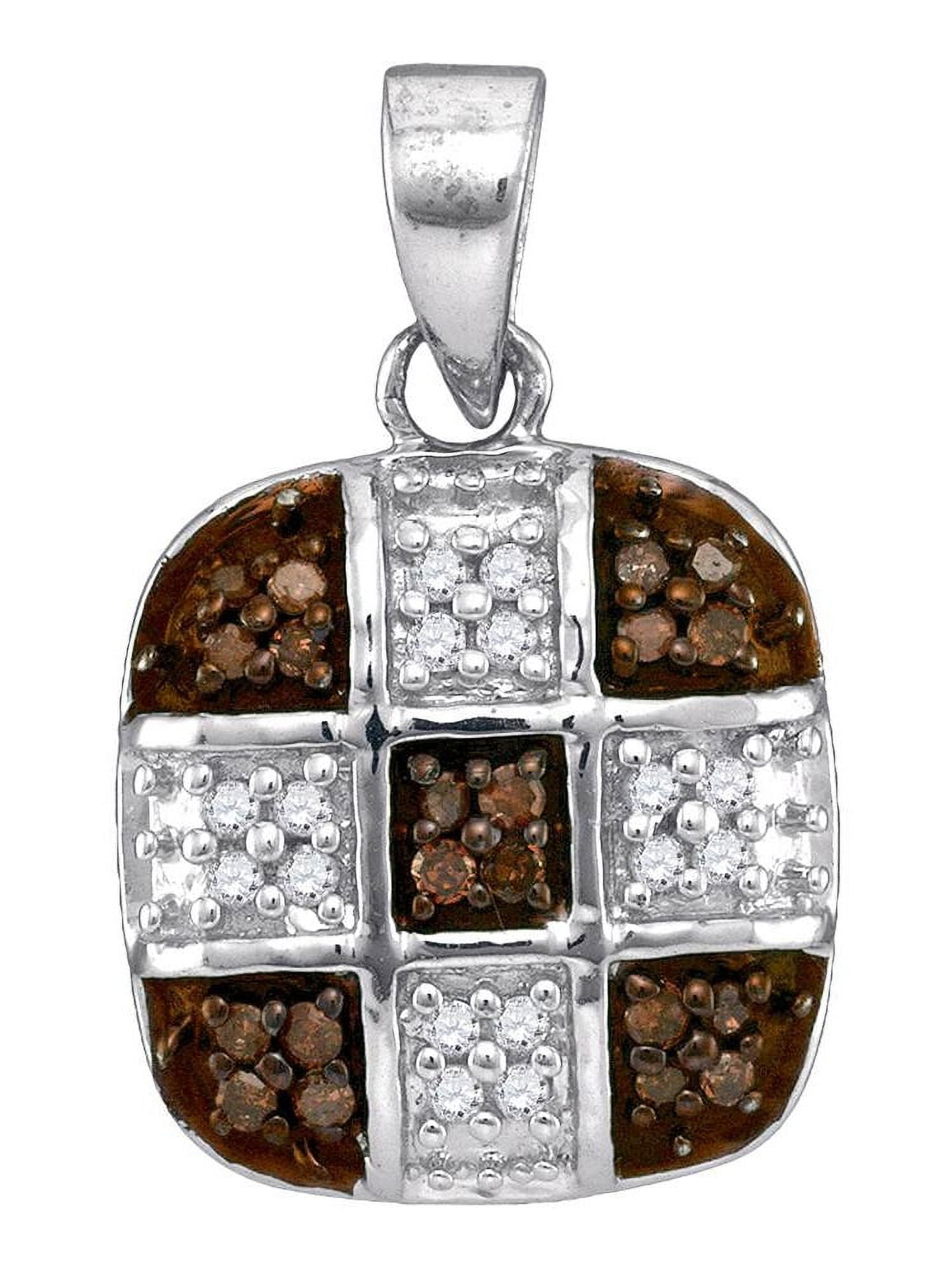 Chocolate Brown 10K White Gold Princess Shaped Cross Necklace Pendant 1 ...
