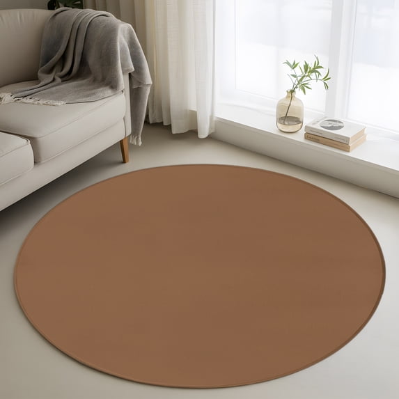 Chocolate Brown 4FT Round Area Rugs for Living Room Brown Solid ...