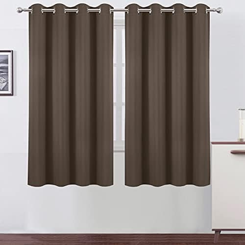 Chocolate Brown Blackout Curtains 52 x 63 Inch Length/Set of 2 Curtain ...