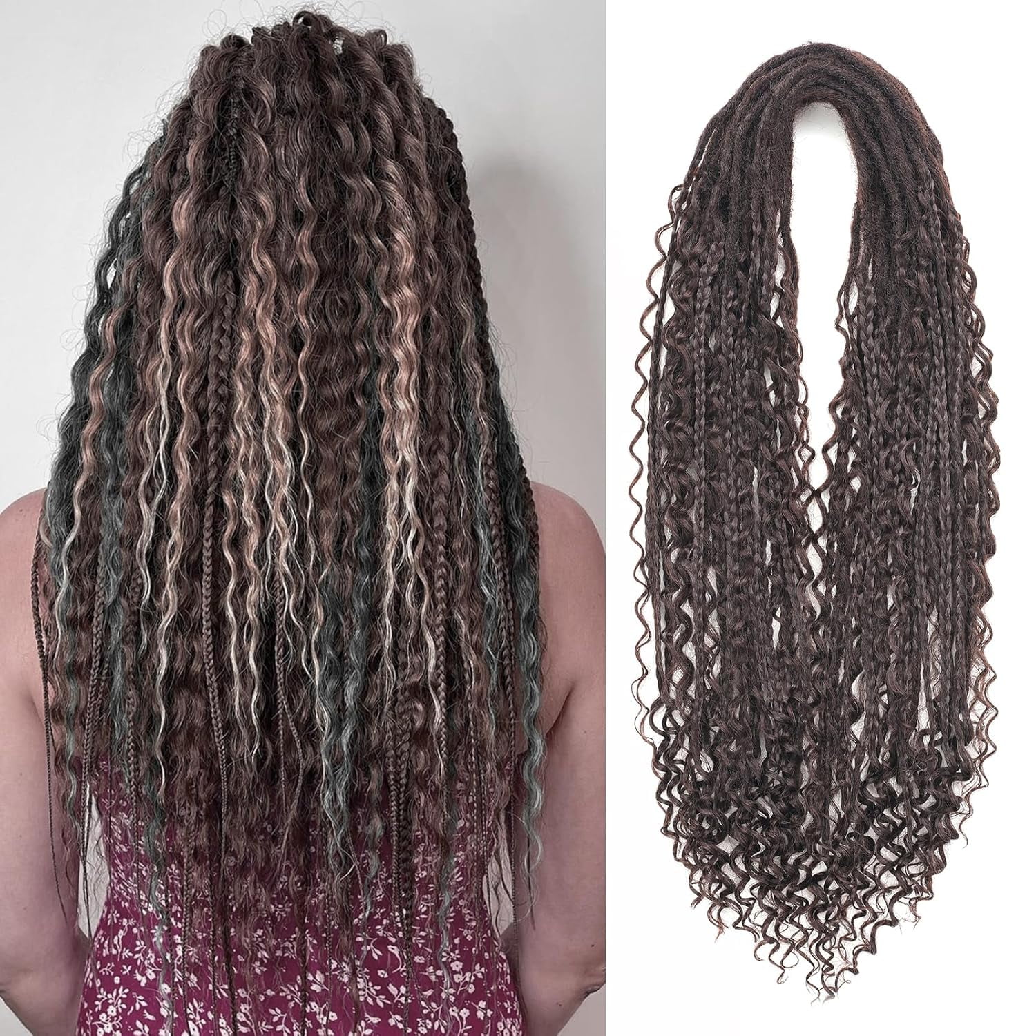 Chocolate Brown Boho Dreadlock Extensions 24 Inch Synthetic Double ...