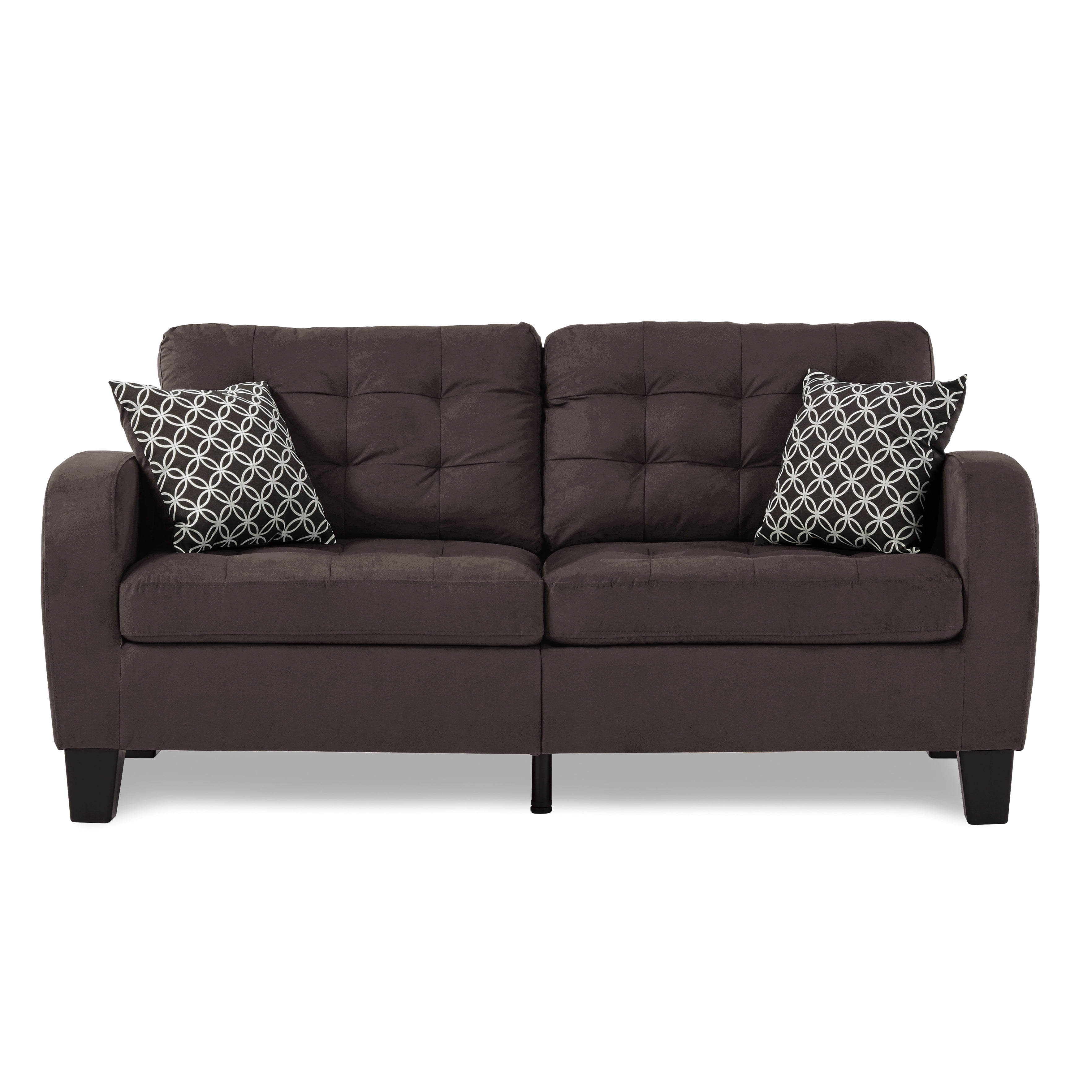 Chocolate Brown Contemporary Sofa 1Pc Tufted Detail Textured Fabric ...